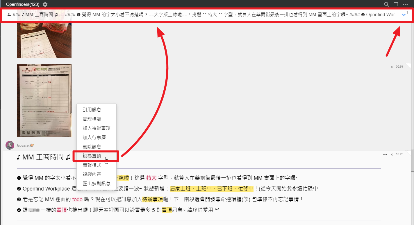 13. 置頂訊息 – Openfind